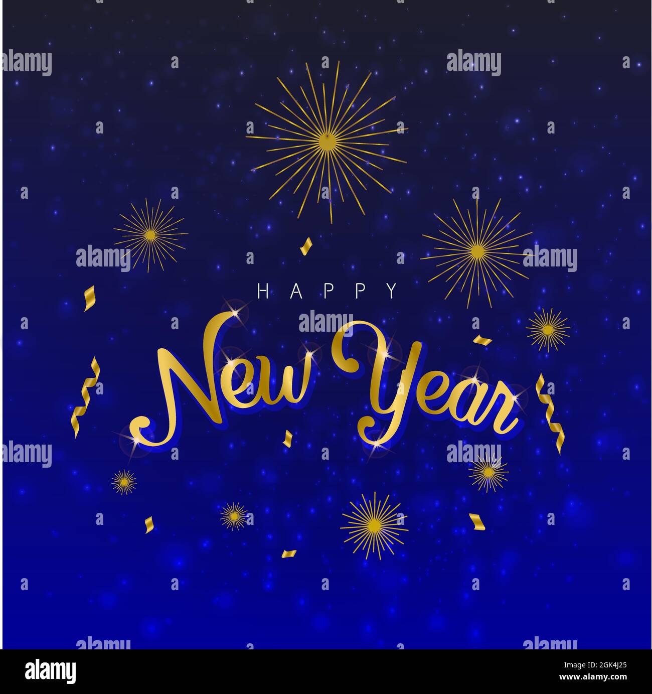 Happy New year blue background with confetti and galaxy vector stock ...