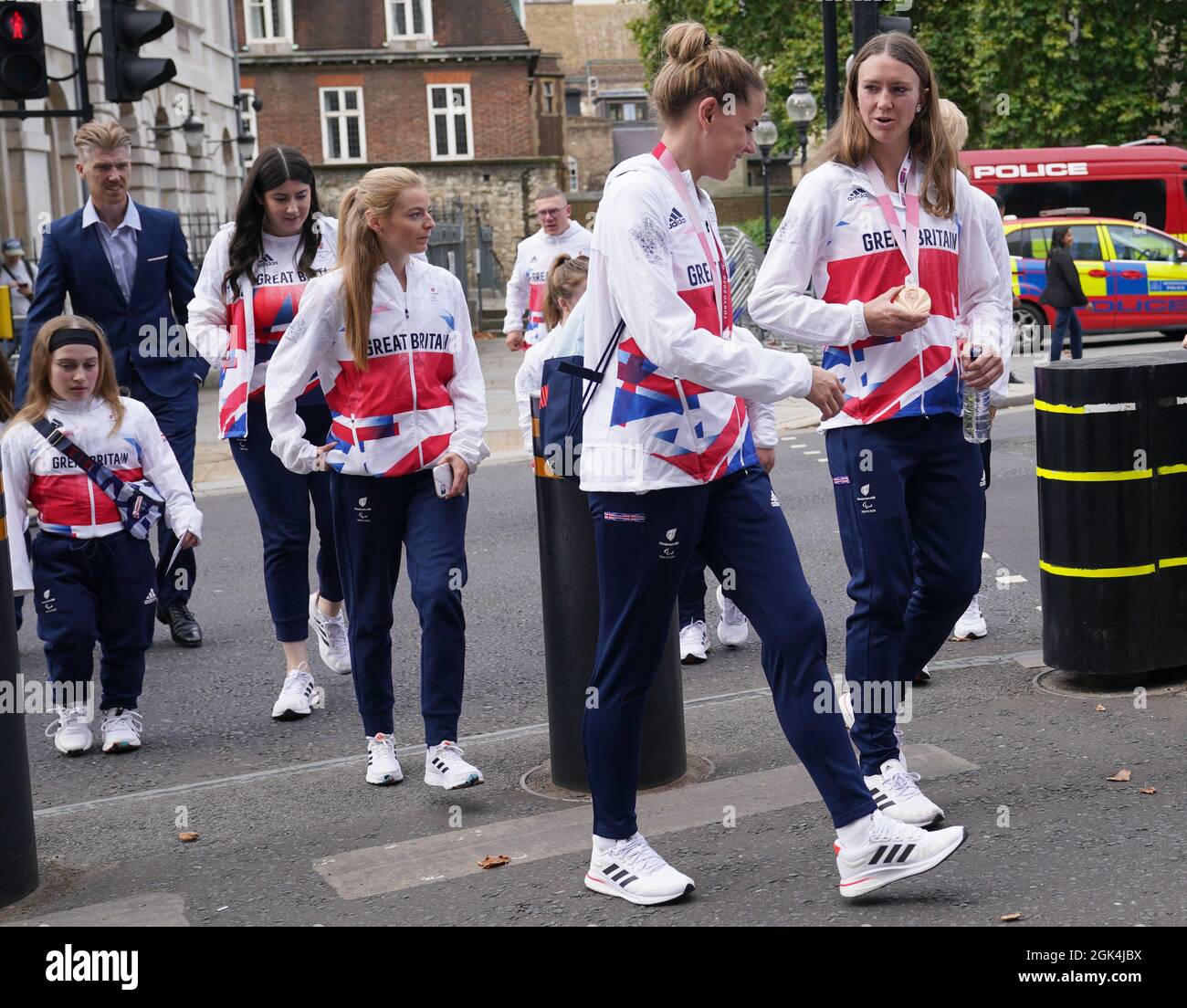 Team GB paralympians arriving at the Houses of Parliament in London ...