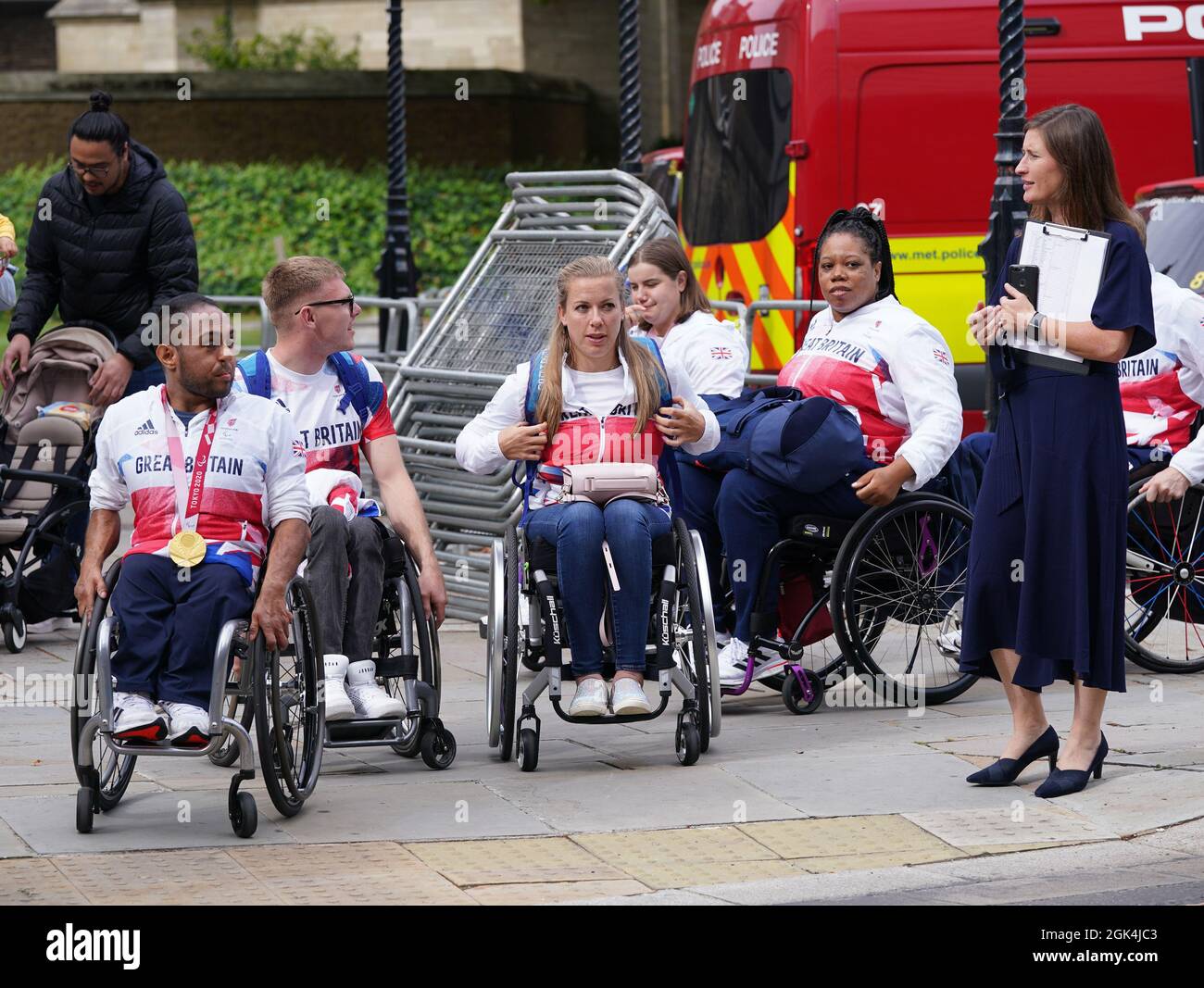 Team GB paralympians arriving at the Houses of Parliament in London ...