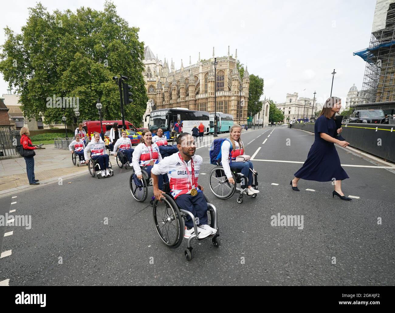 Team GB paralympians arriving at the Houses of Parliament in London ...