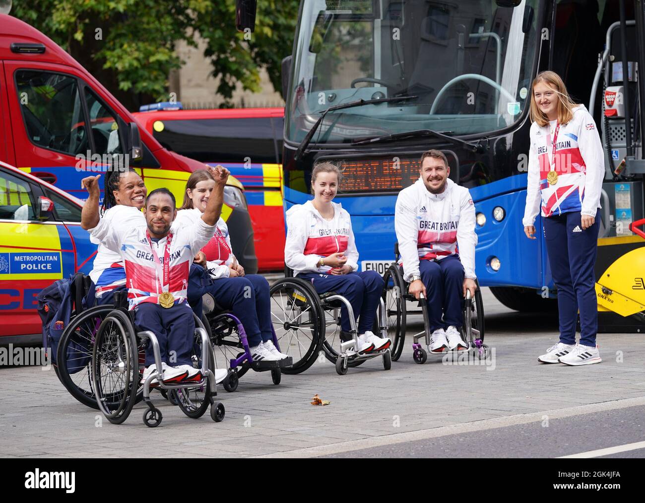 Team GB paralympians arriving at the Houses of Parliament in London ...