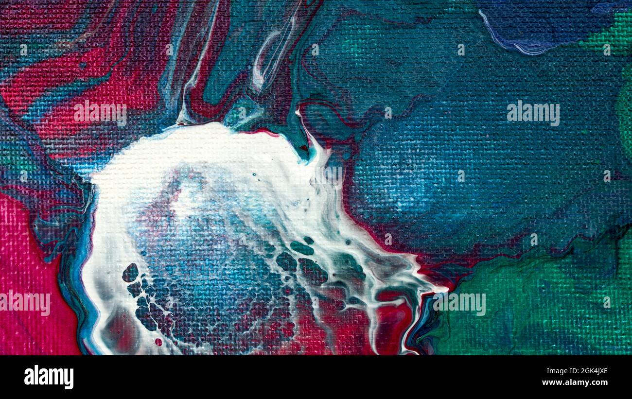 Abstract Fluid Art Painting Background. Acrylic Pour. Modern Contemporary Art. Canvas texture ...