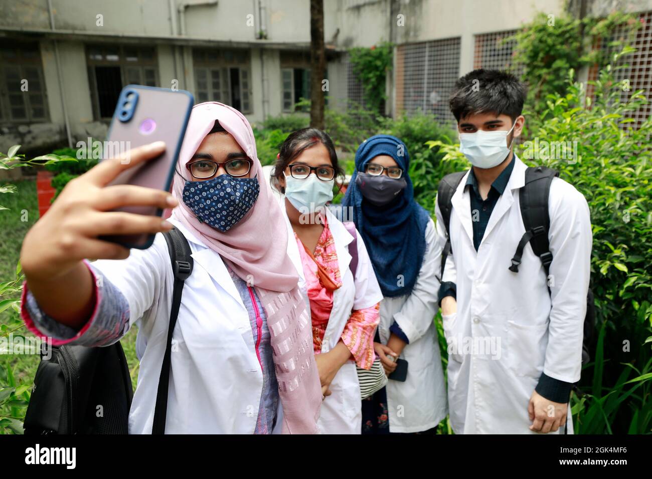 Dhaka, Bangladesh - September 13, 2021: Students on campus after the ...