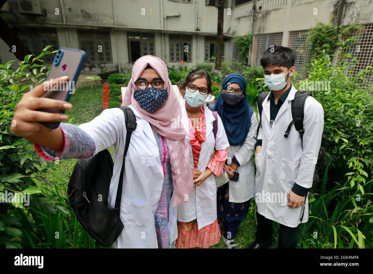 Dhaka, Bangladesh - September 13, 2021: Students on campus after the ...