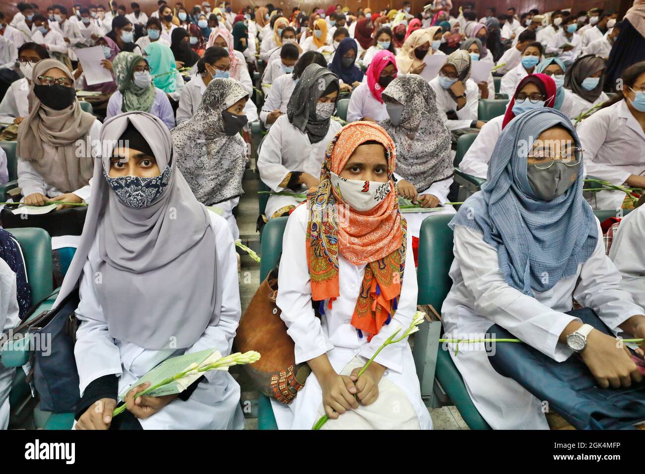 Dhaka, Bangladesh - September 13, 2021: Students on campus after the ...