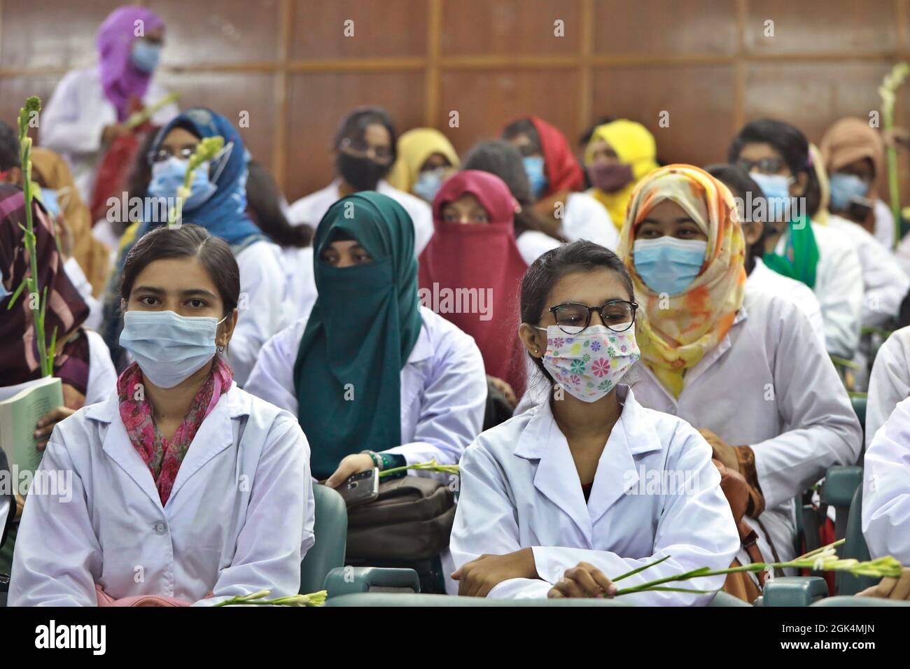 Dhaka, Bangladesh - September 13, 2021: Students on campus after the ...