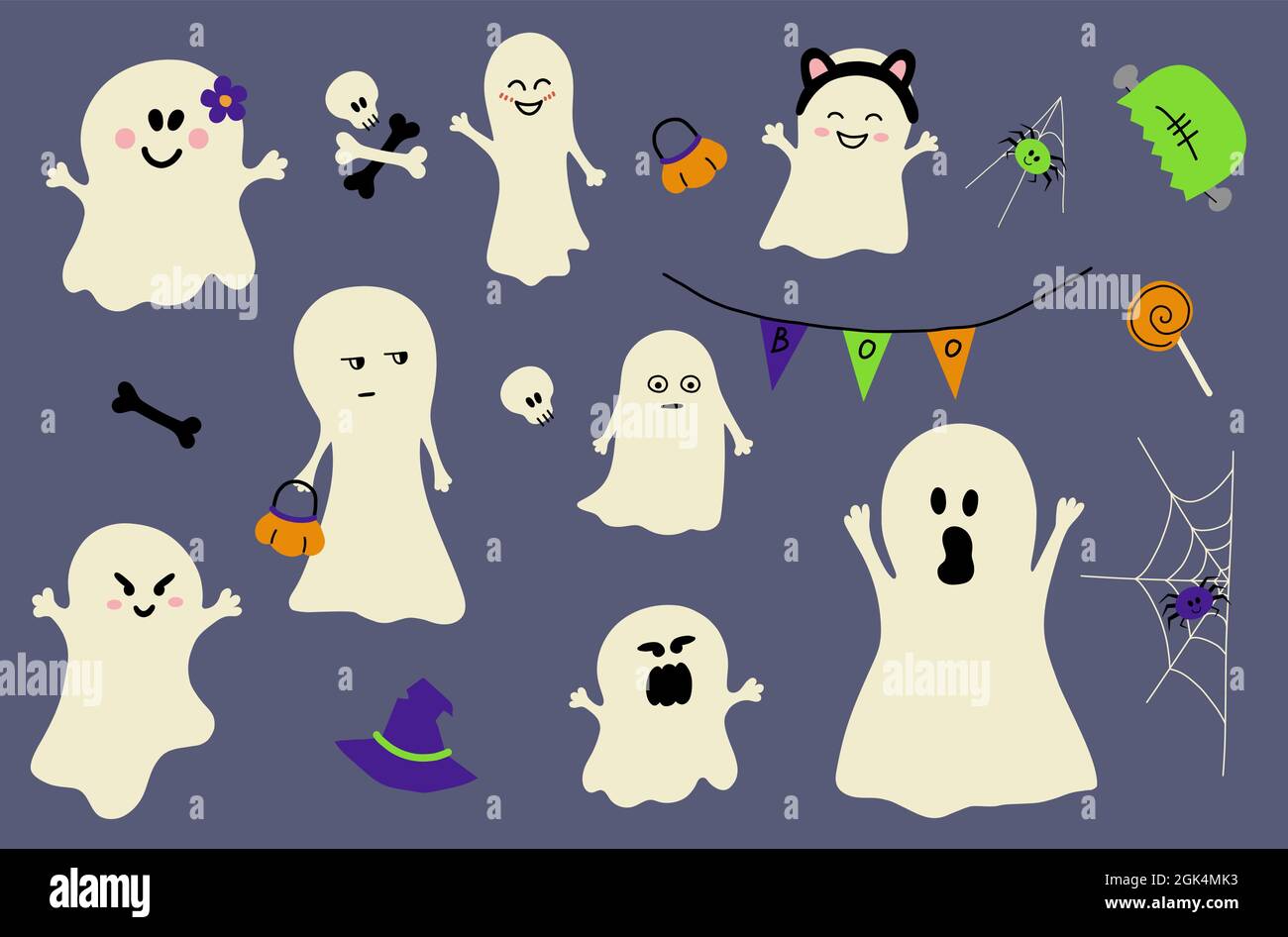 Halloween cute set ghost Stock Vector Images - Alamy