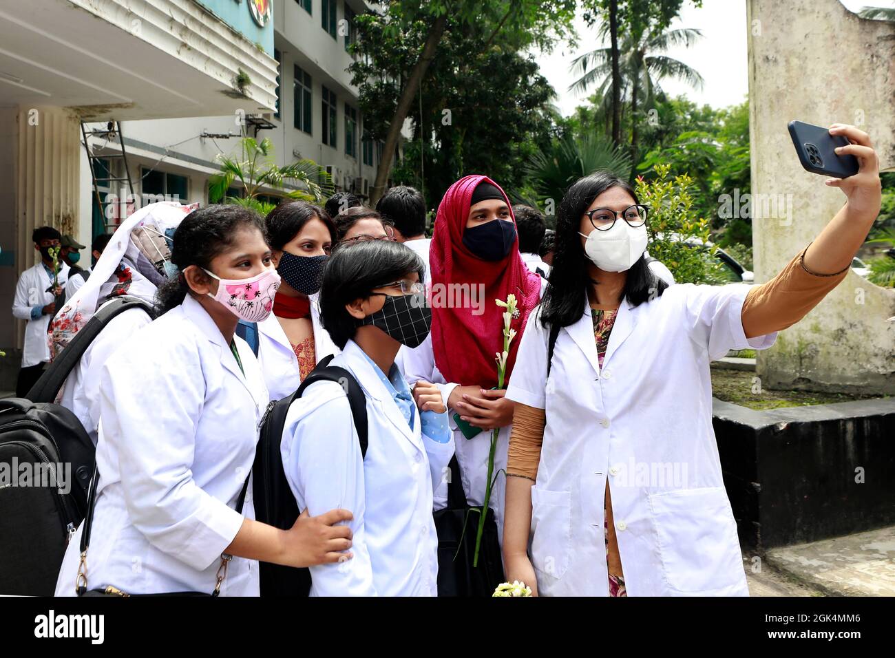 Dhaka, Bangladesh - September 13, 2021: Students on campus after the ...