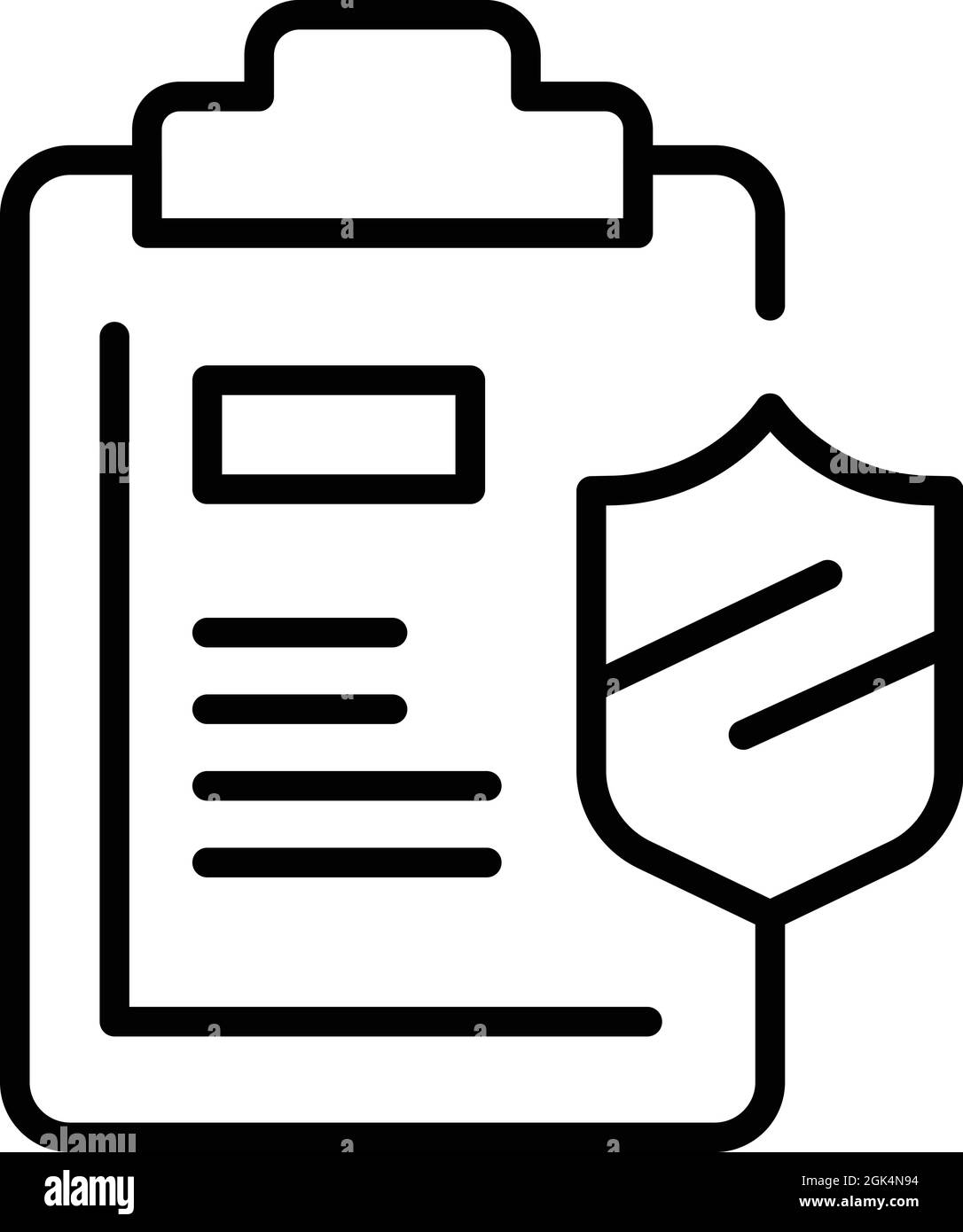 Shield checklist icon outline vector. Guarantee document. Check stamp ...