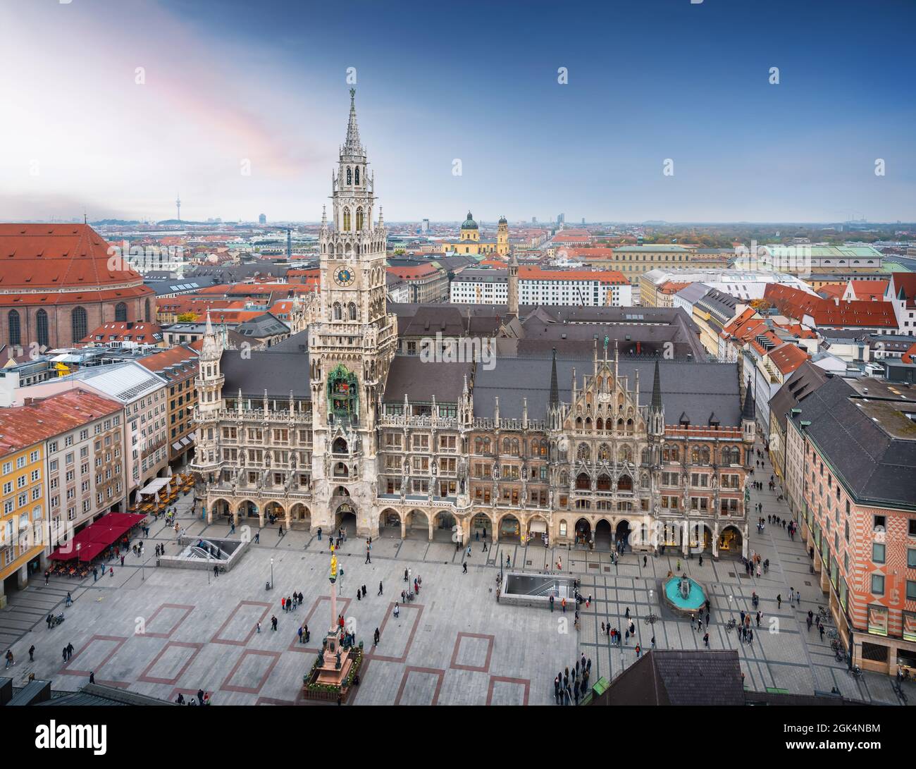 Aerial view of Marienplatz Square and New Town Hall (Neues Rathaus) at ...