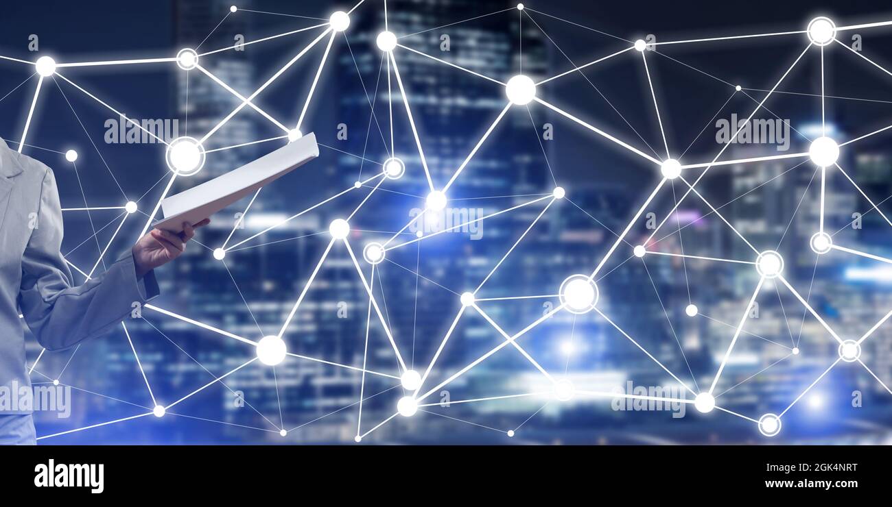 Concept of modern business networking that connect and cooperate people ...