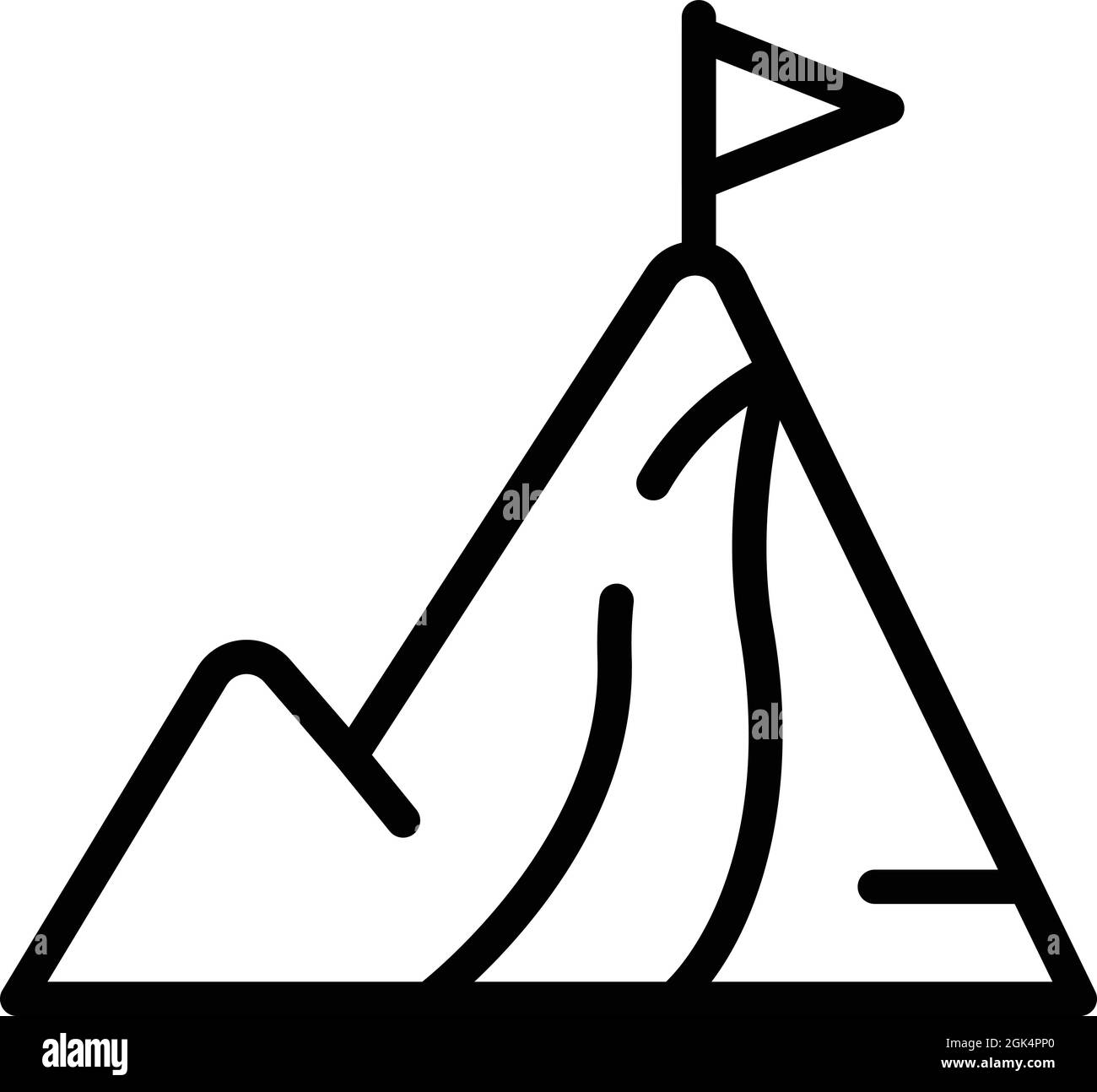 Mountain target icon outline vector. Business progress. Success flag ...