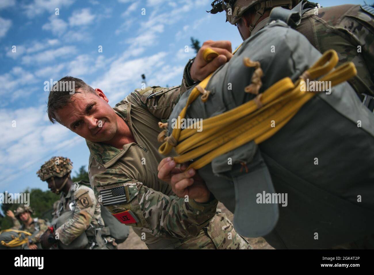 A U.S. Army jumpmaster assigned to 1st Squadron, 91st Cavalry Regiment ...