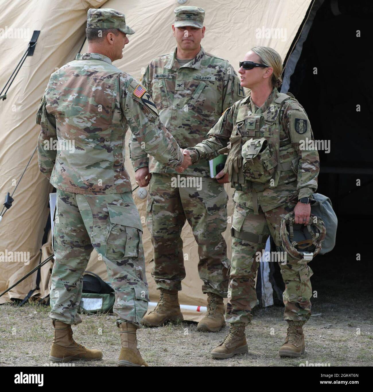 U.S. Army Col. Carrie Perez, commander of the 36th Sustainment Brigade ...