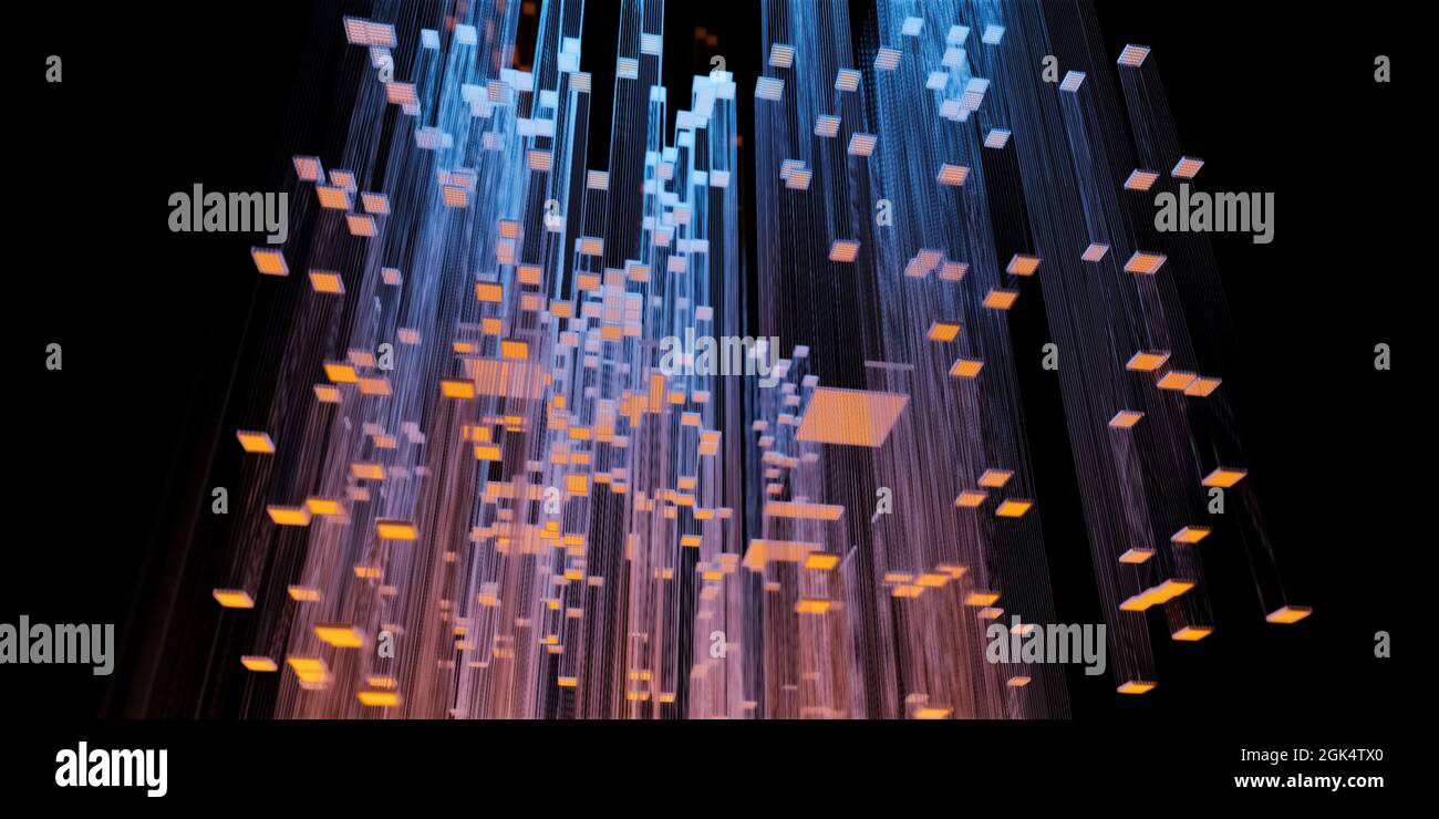 Abstract technology wallpaper with blue wireframe rectangles and ...