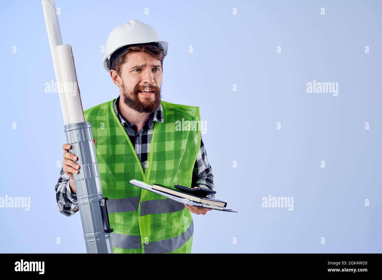 male worker construction work design profession isolated background ...