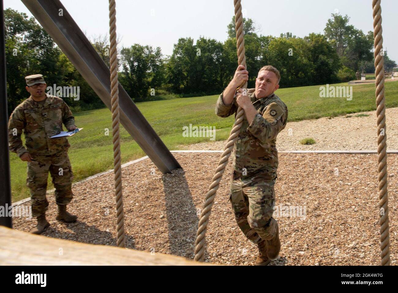 Spc. Joseph Muir Jr., a Soldier assigned to V CORPS, attacks the Swing ...