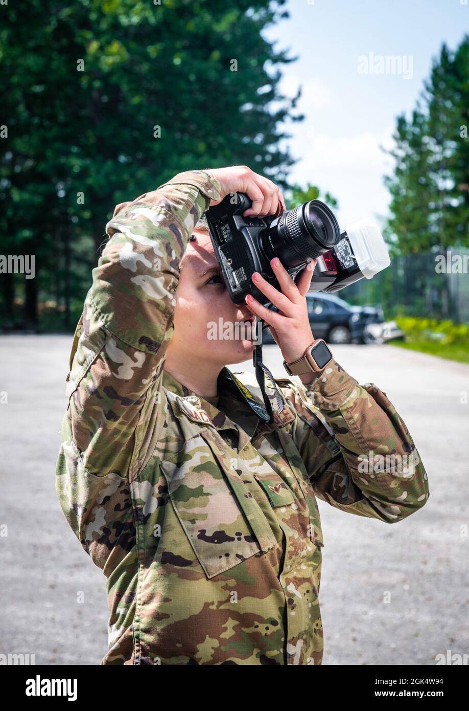 U.S. Air Force Senior Airman Katherine Jacobus, a public affairs ...