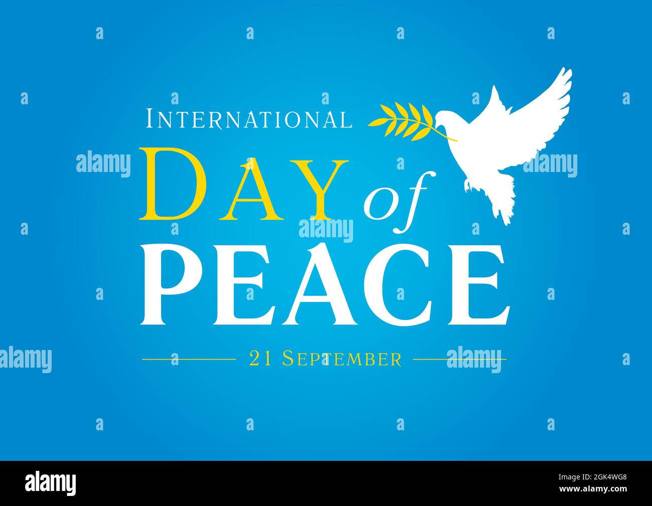 Flying dove with olive branch for International Peace Day banner ...