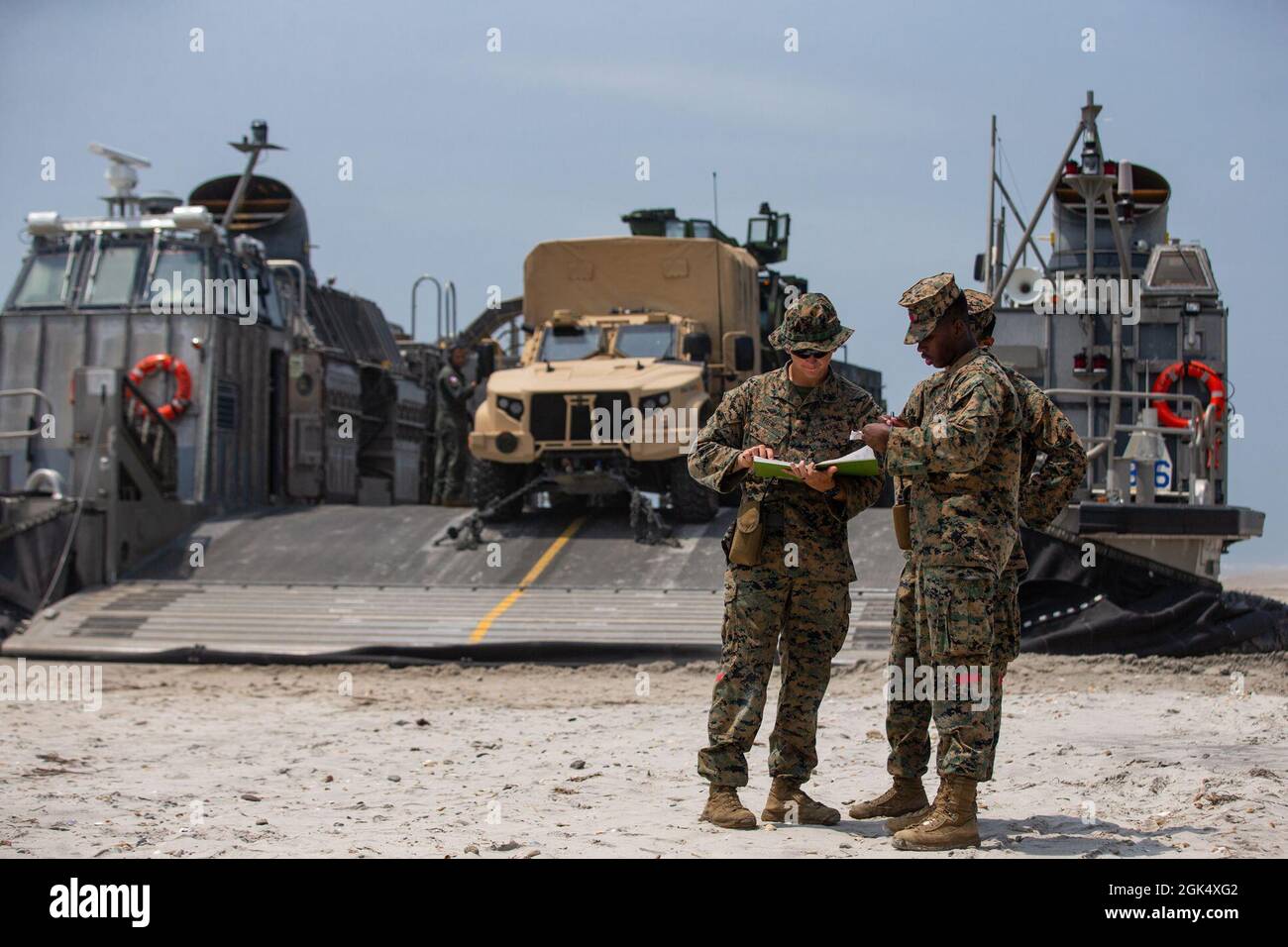 U.S. Marines with Combat Logistics Battalion 26, review load planning ...