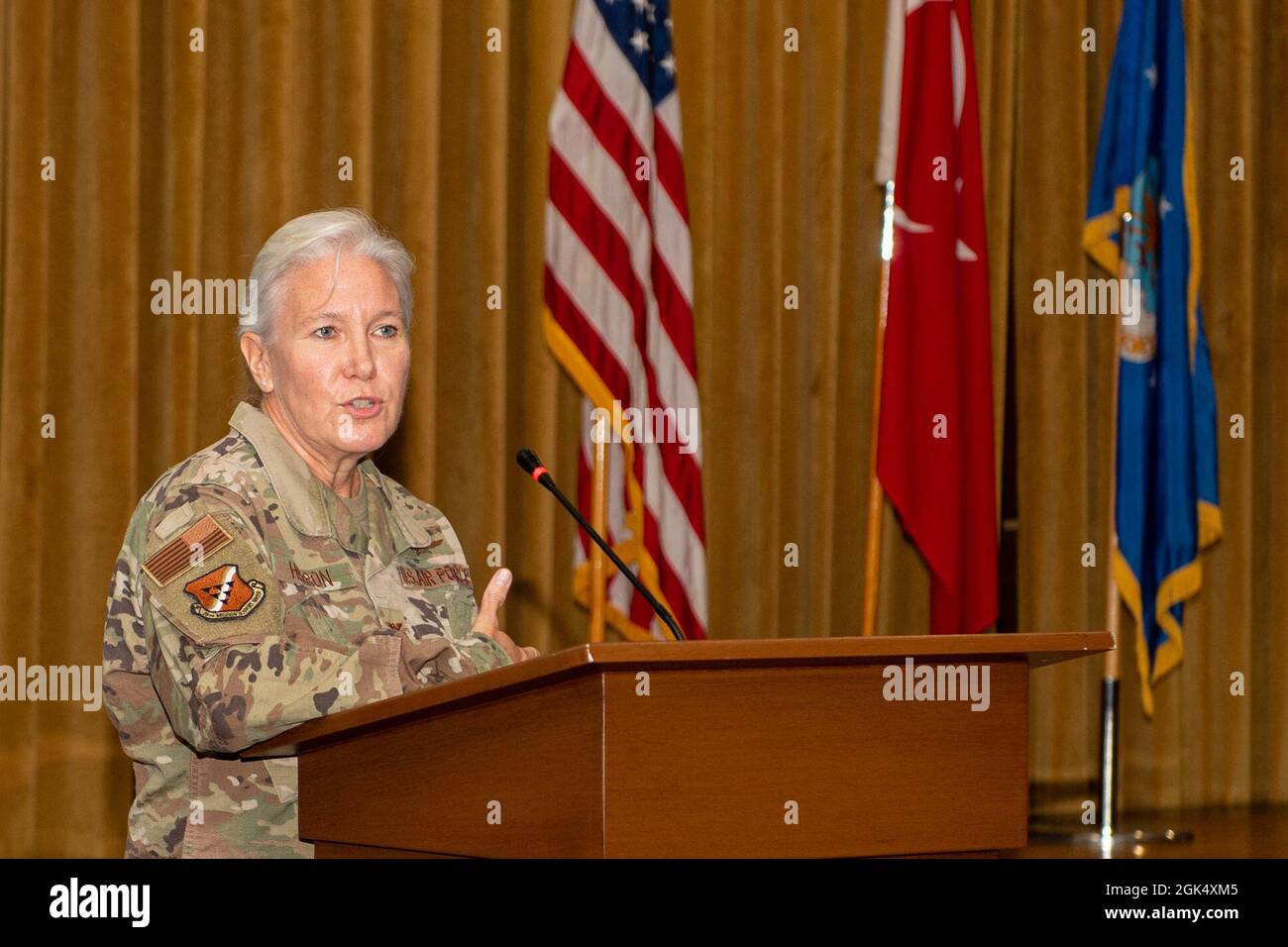 Col. Angela Herron, 39th Mission Support Group commander, gives her ...