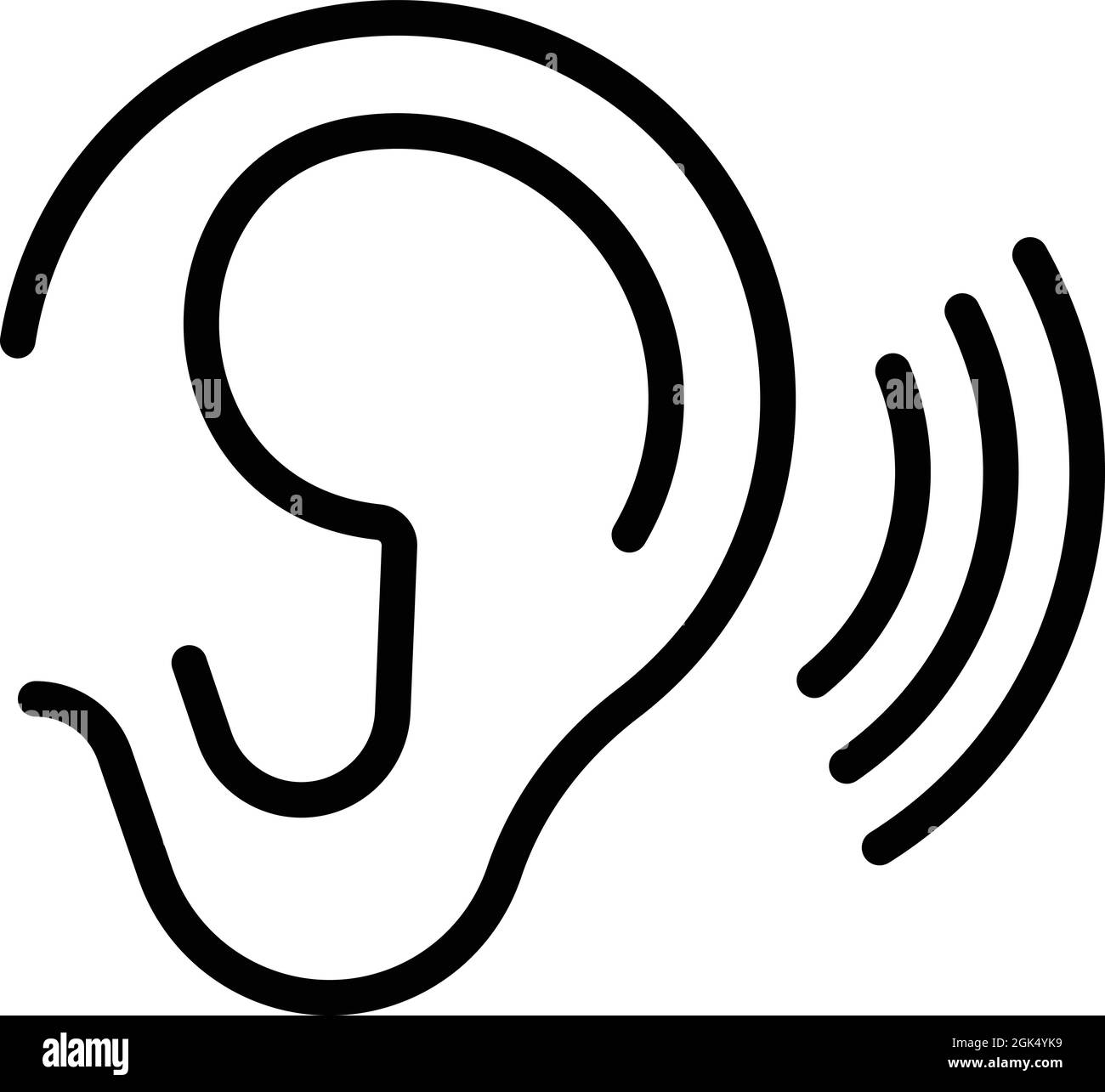 Ear concentration icon outline vector. Listening attention. Sound ...