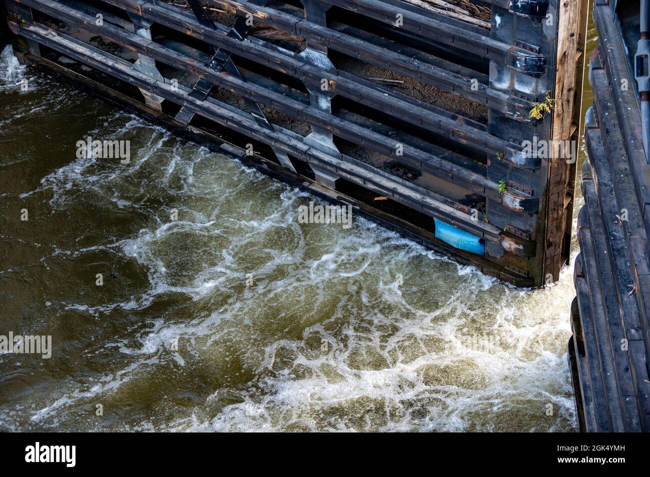 A miter gate closes at the Montgomery Locks and Dam, operated by the U ...