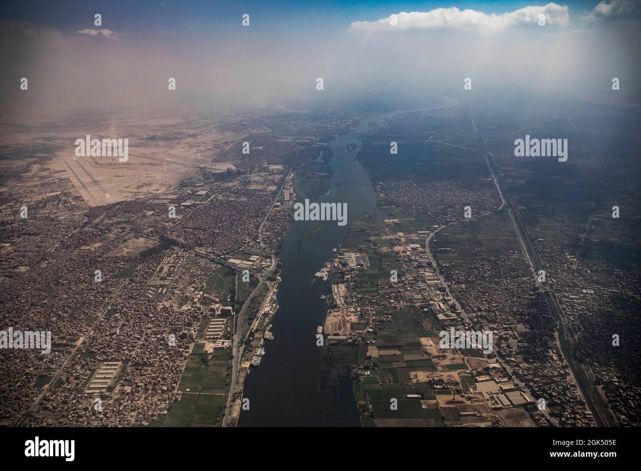 11 September 2021, Egypt, Cairo: An aerial view taken from an airplane ...