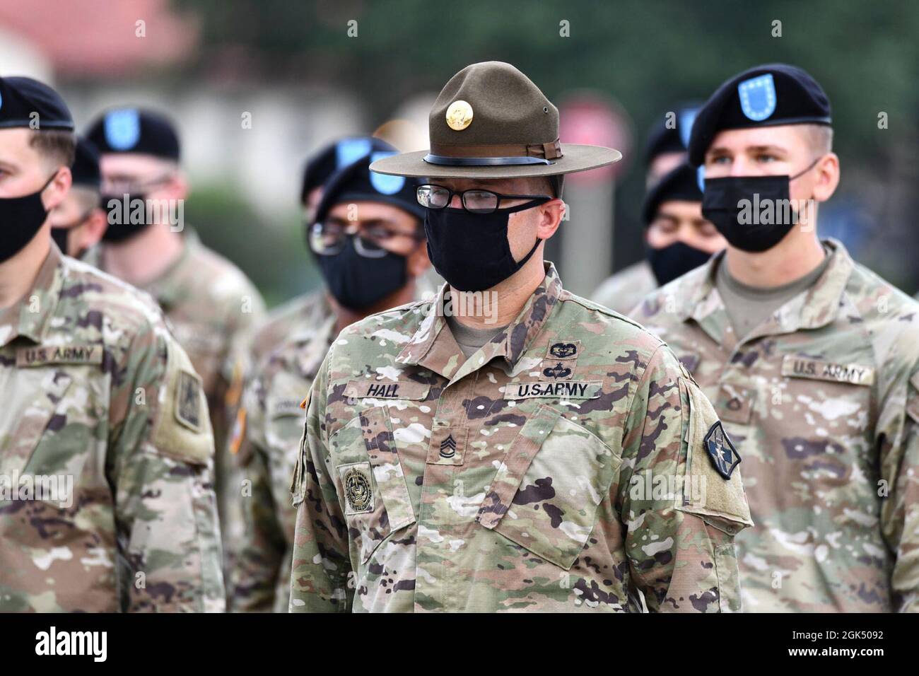 Drill Sergeant Hall Abram Hall leads soldiers assigned to Echo Company ...