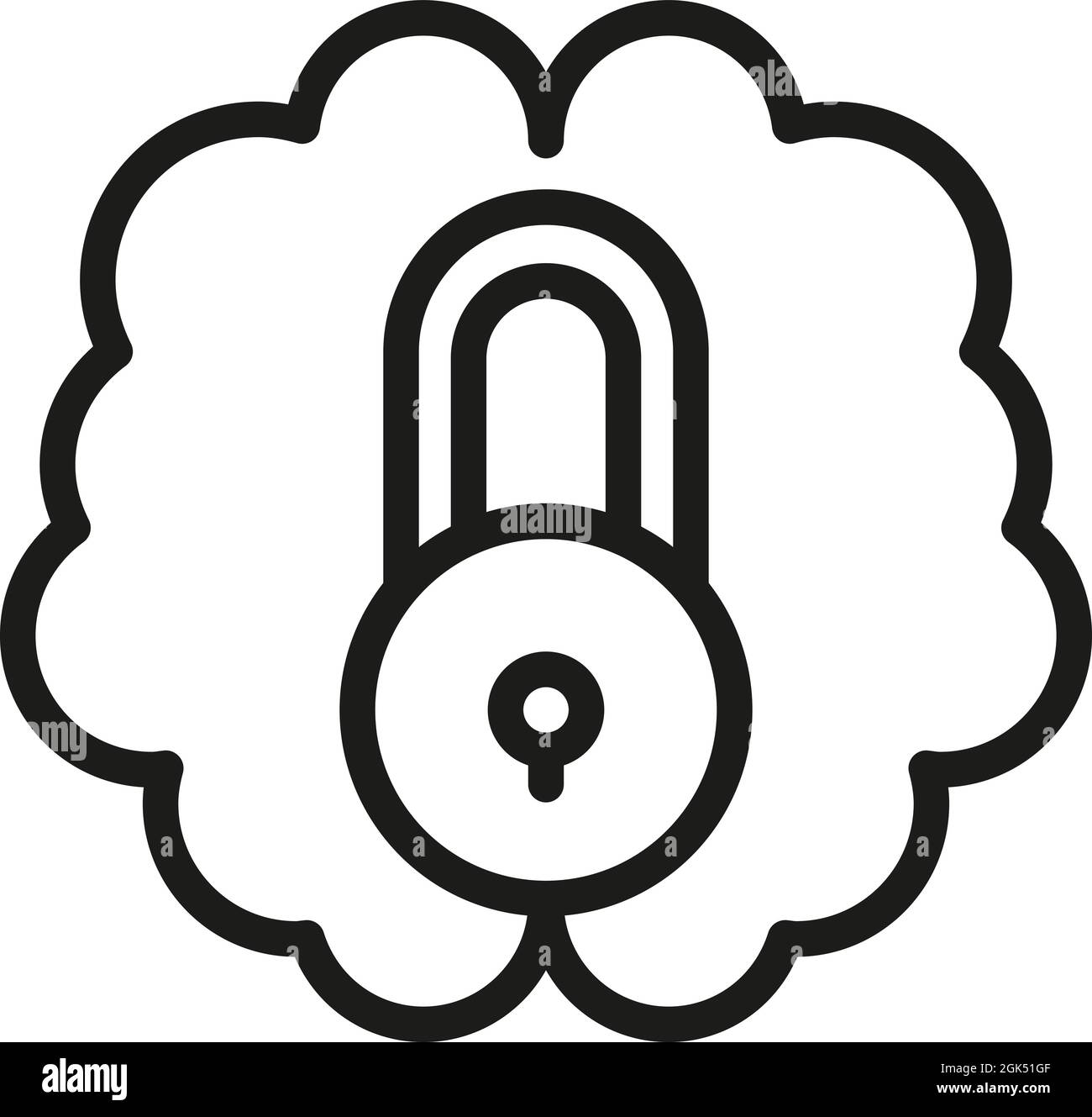 Lock brain icon outline vector. Key head. Smart mind Stock Vector Image ...