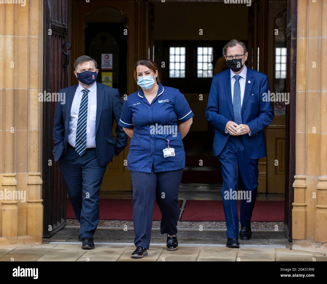 (left to right) Northern Ireland Minister of Health Robin Swann, Lead ...