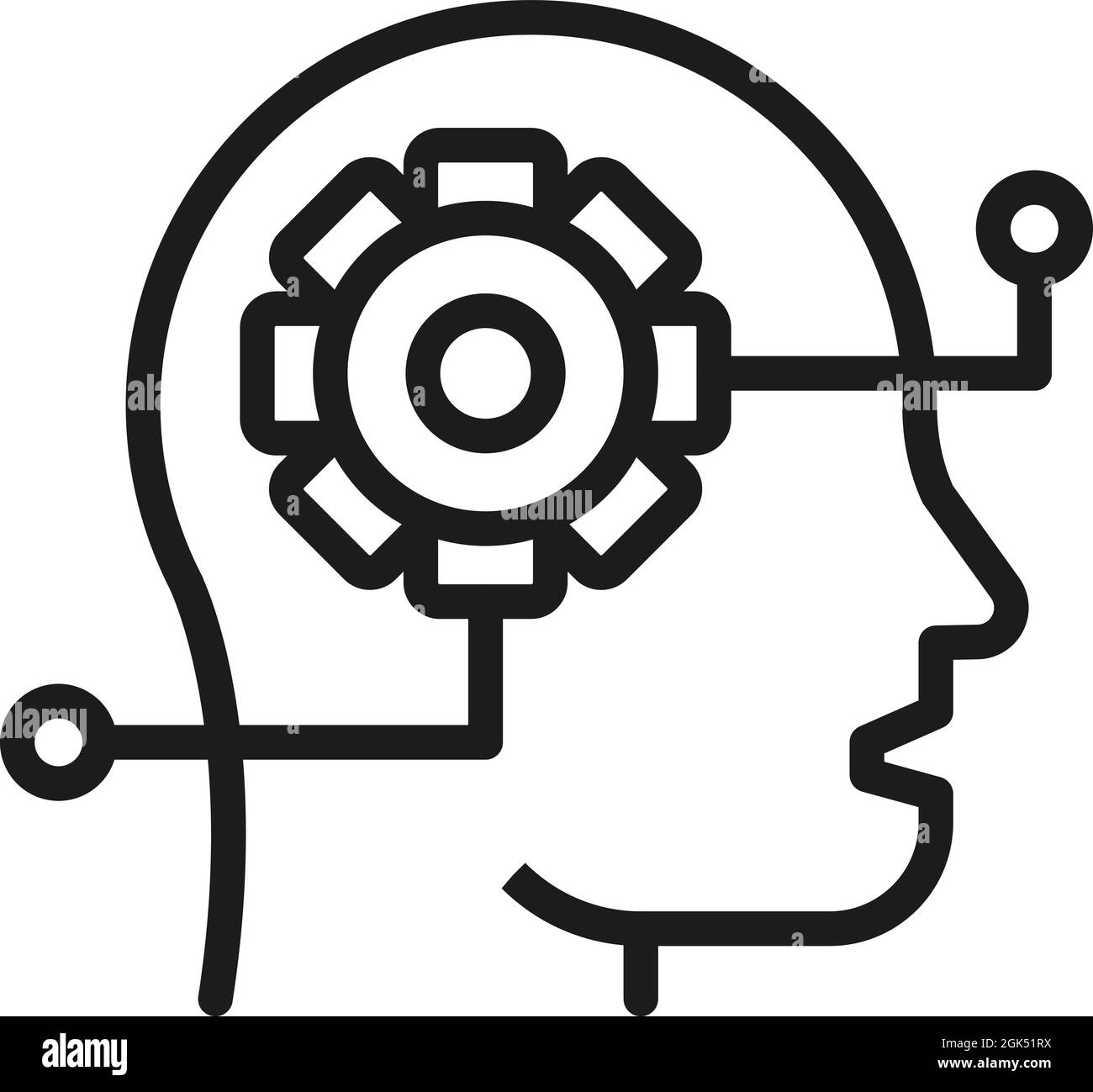 Gear mind icon outline vector. Human brain. Head process Stock Vector ...