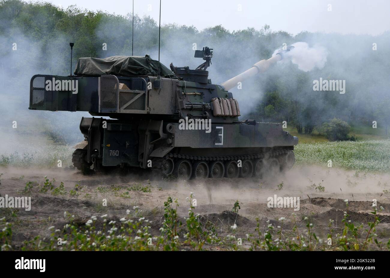 A M109A6 Paladin Self-Propelled Howitzer from the 1st Battalion, 201st ...