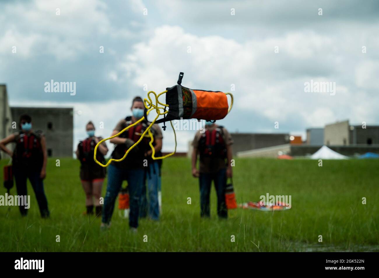 Airmen from the 139th Medical Group practice throwing ropes during ...