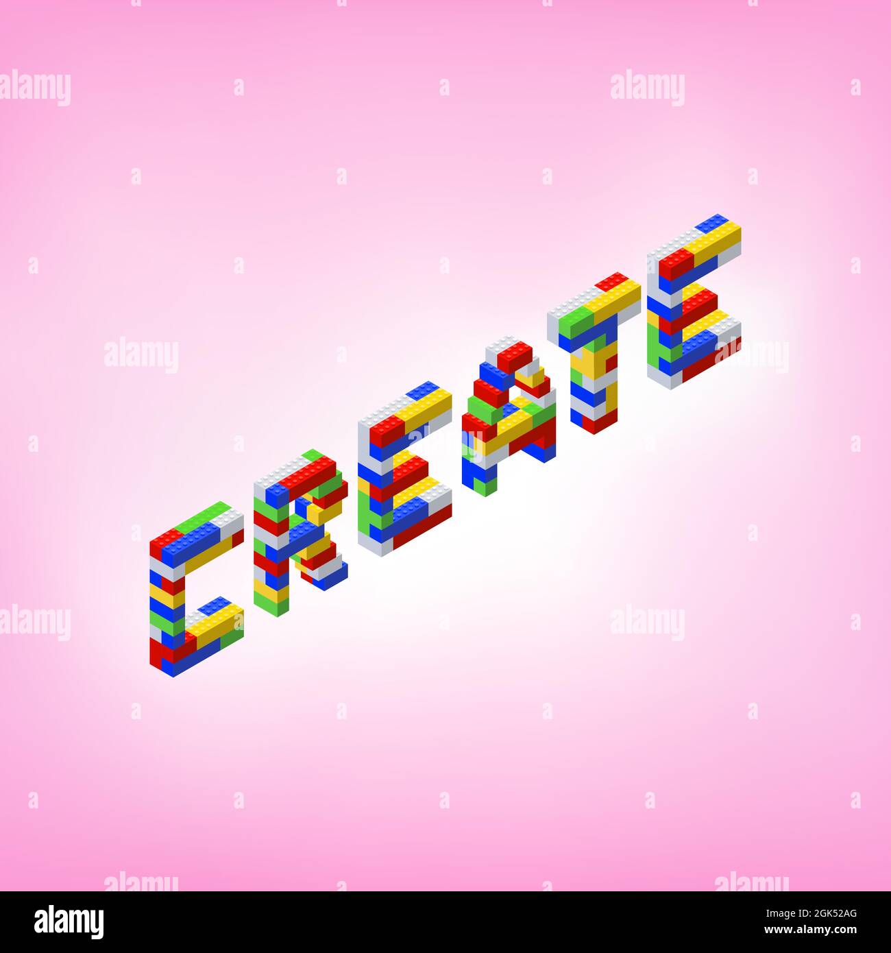 Create a word assembled from colorful blocks in isometric view. Vector ...