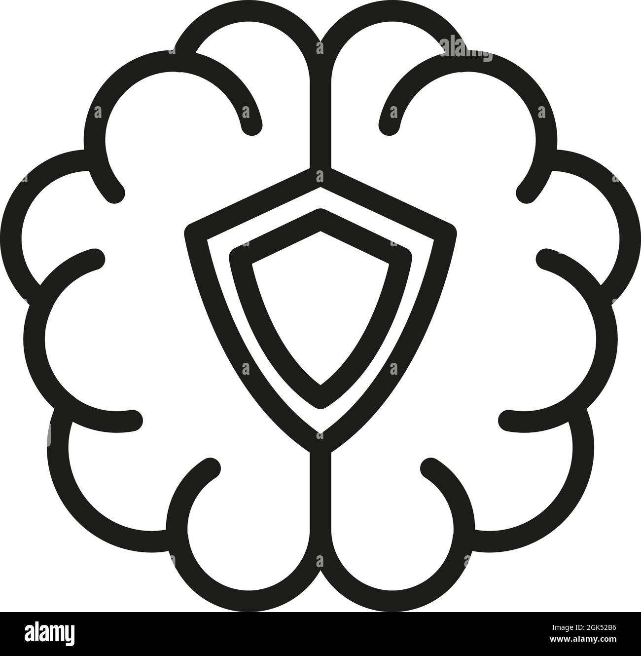 Protect brain icon outline vector. Shield care. Head mind Stock Vector ...