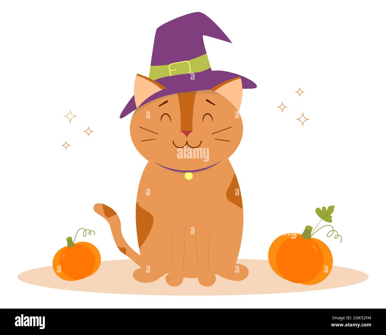 Cute Halloween cat in the witch hat Stock Vector Image & Art - Alamy