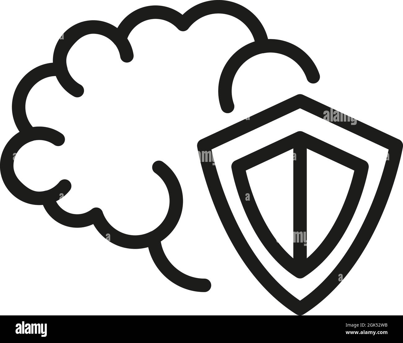 Brain shield icon outline vector. Mental health. Safety mind Stock ...