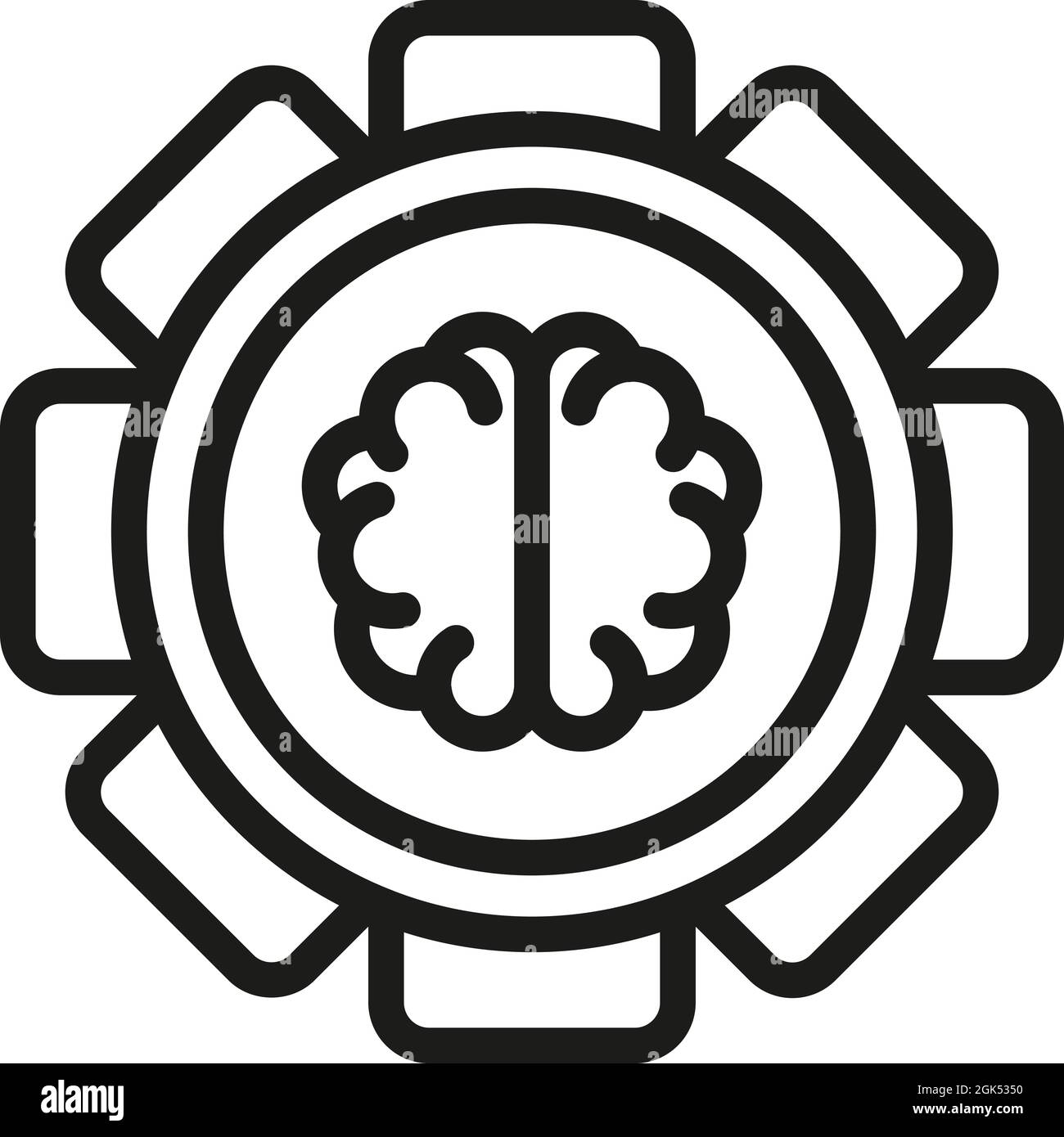 Engine brain icon outline vector. Gear head. Creative power Stock ...