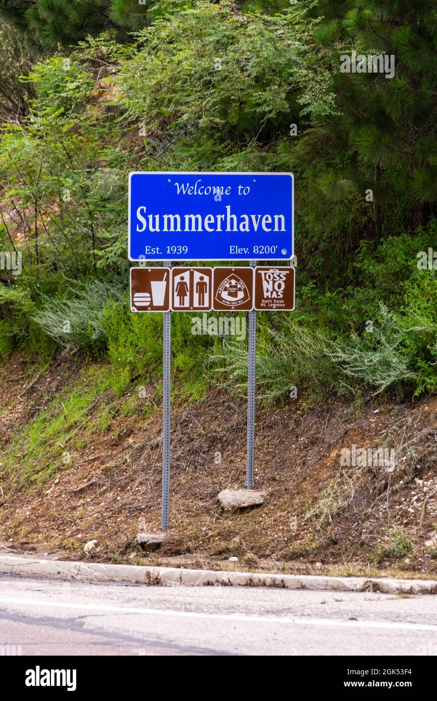 Summerhaven, AZ - September, 2021: Shot of the Welcome to Summerhaven ...