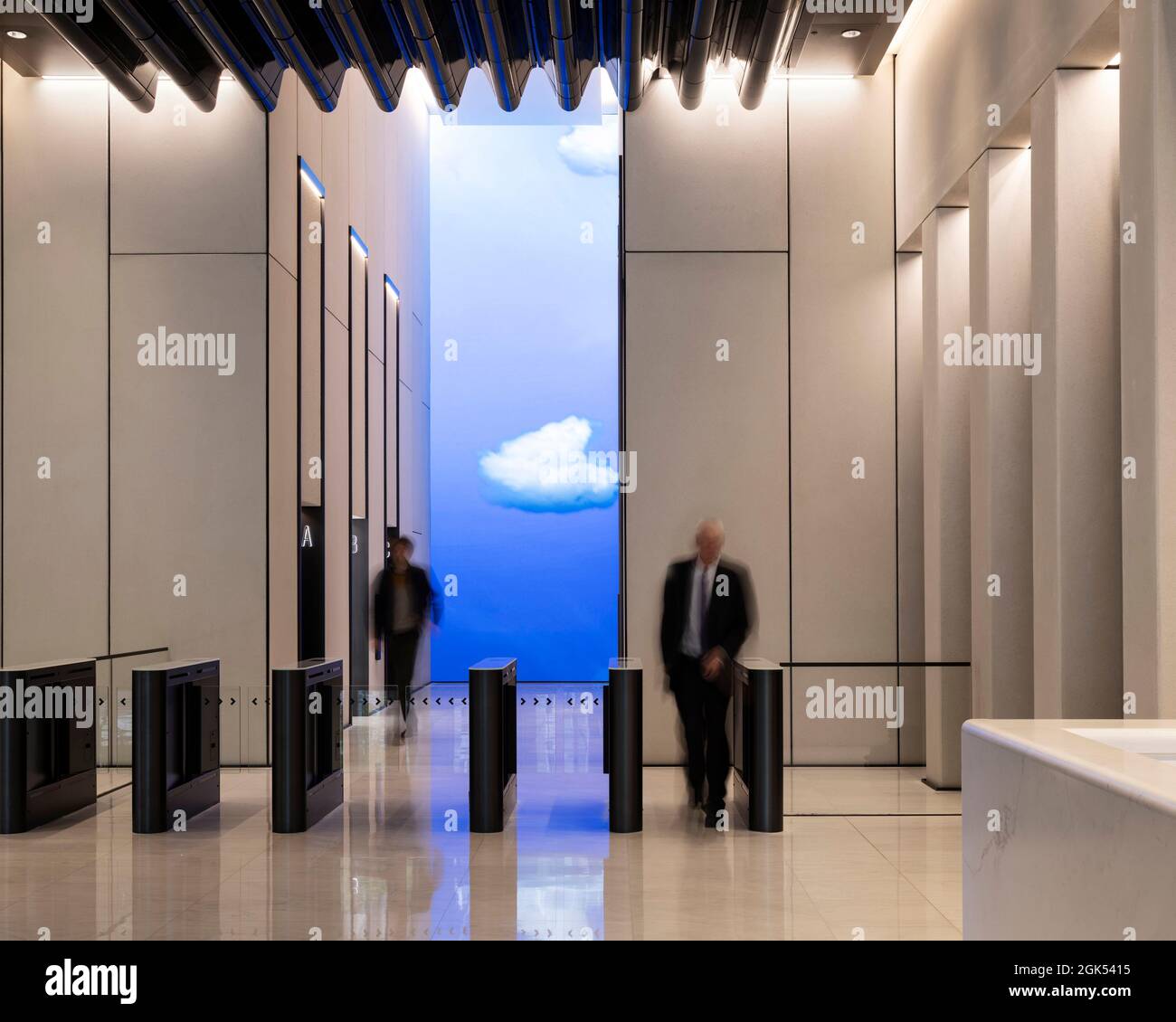 Building 2 entrance lobby view towards turnstiles and lift lobby ...
