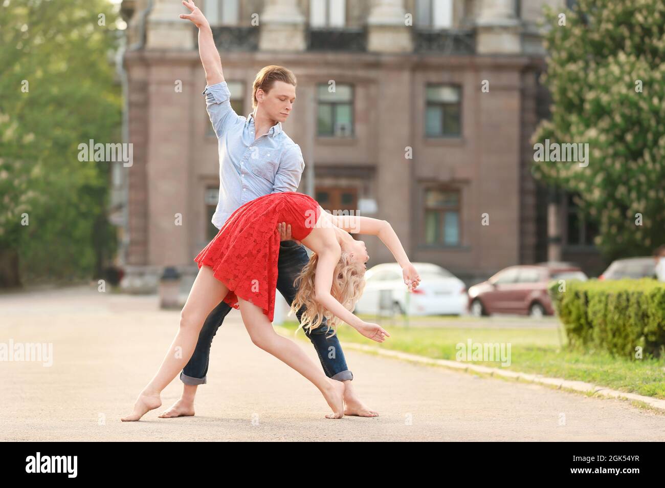Passionate couple dancing outdoors Stock Photo - Alamy