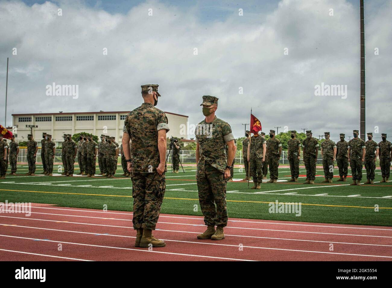 U.S. Marine Corps Brig. Gen. Brian N. Wolford, left, commanding general ...