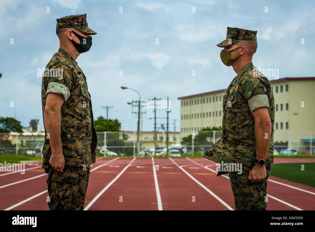 U.S. Marine Corps Brig. Gen. Brian N. Wolford, left, commanding general ...