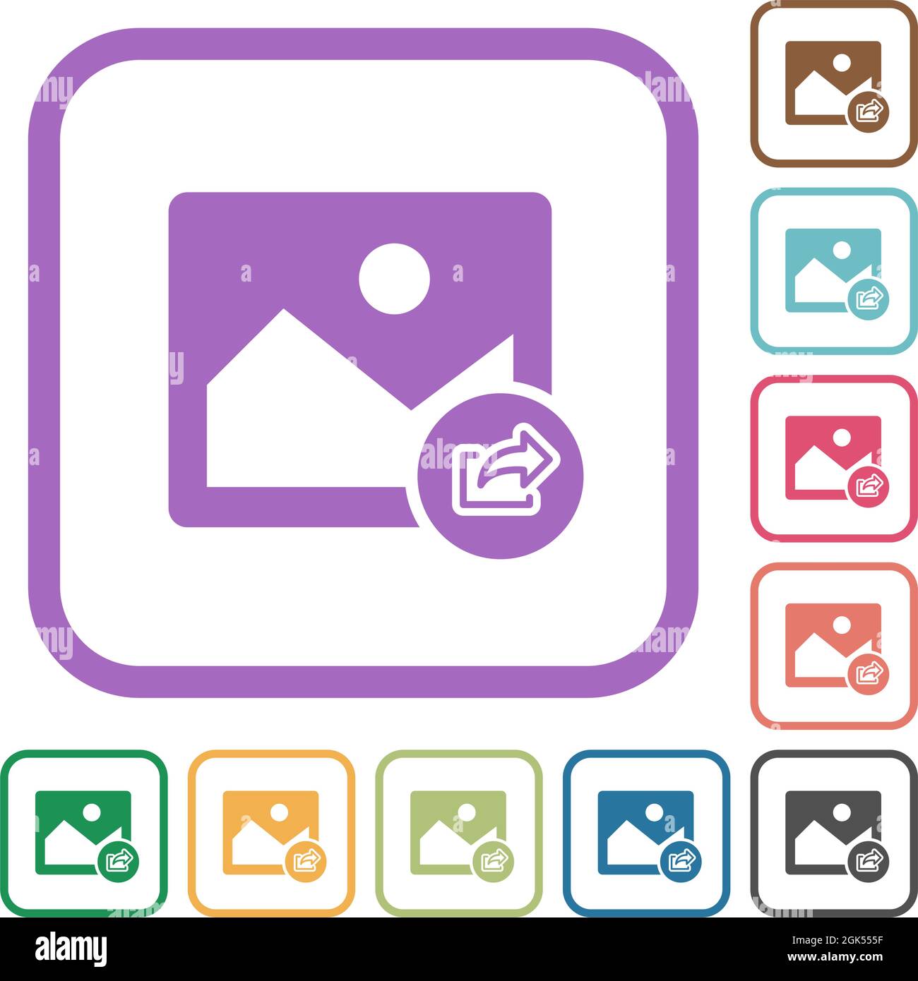 Export image simple icons in color rounded square frames on white ...