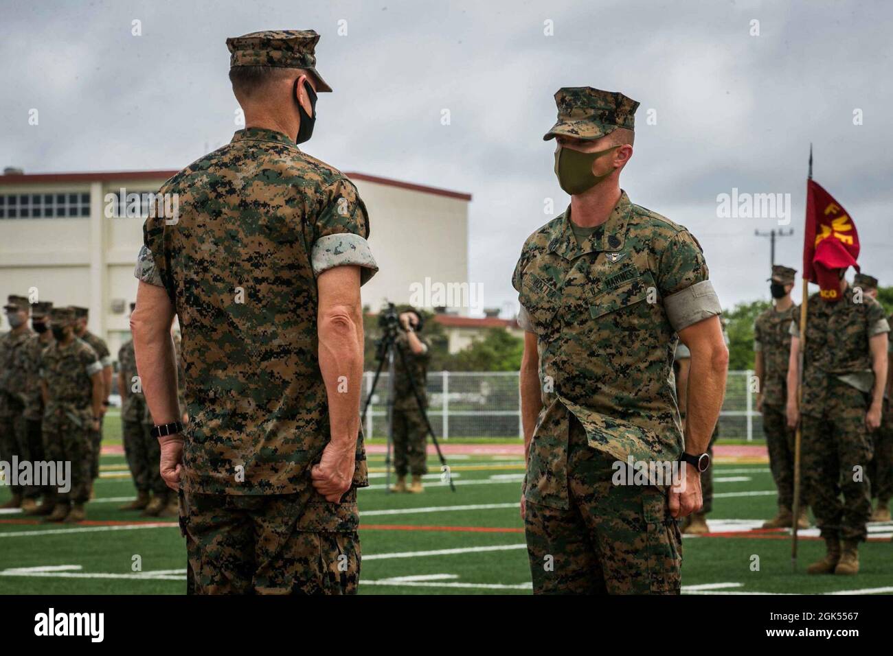 U.S. Marine Corps Brig. Gen. Brian N. Wolford, left, commanding general ...