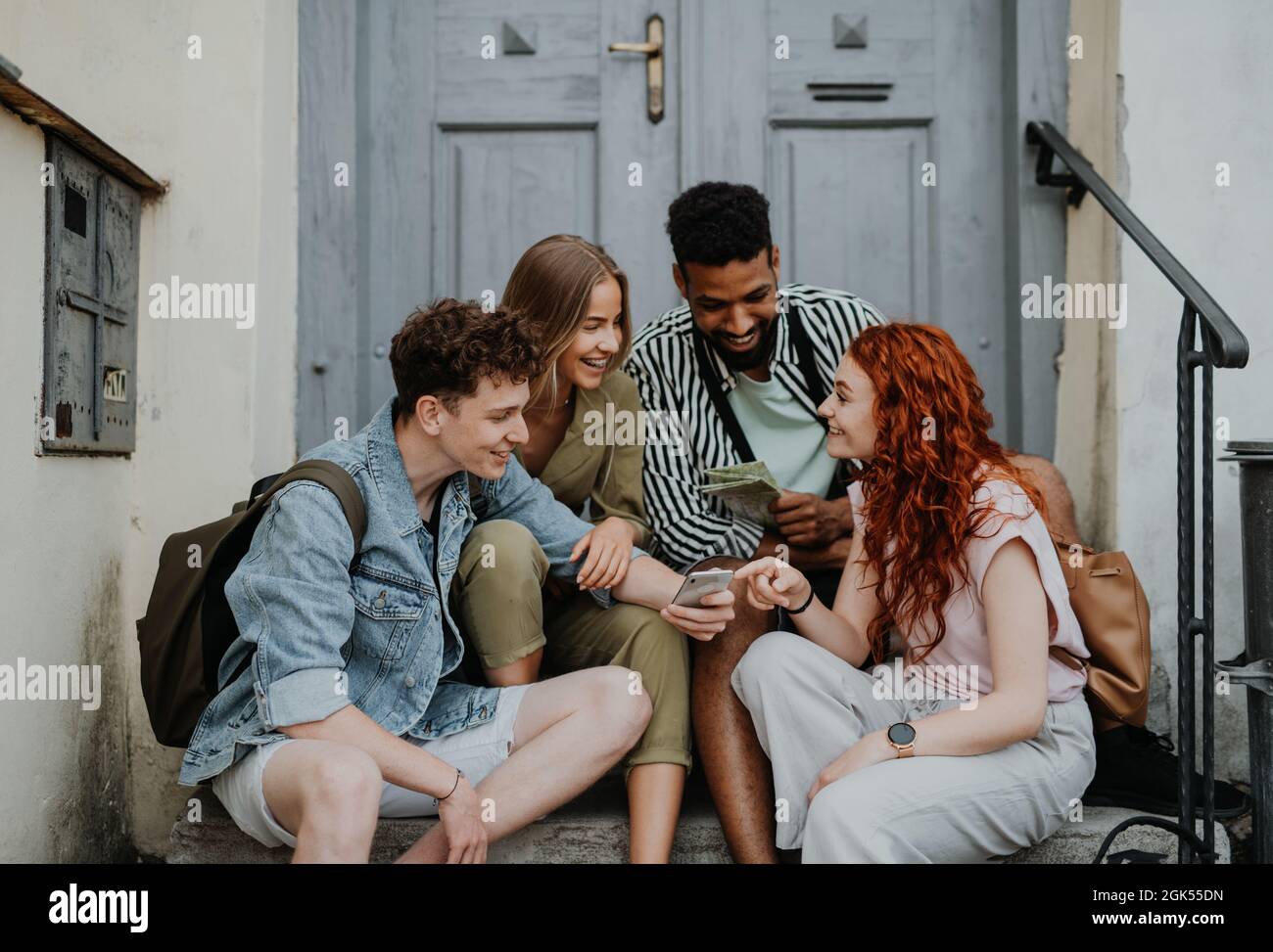Group smartphone map hi-res stock photography and images - Alamy
