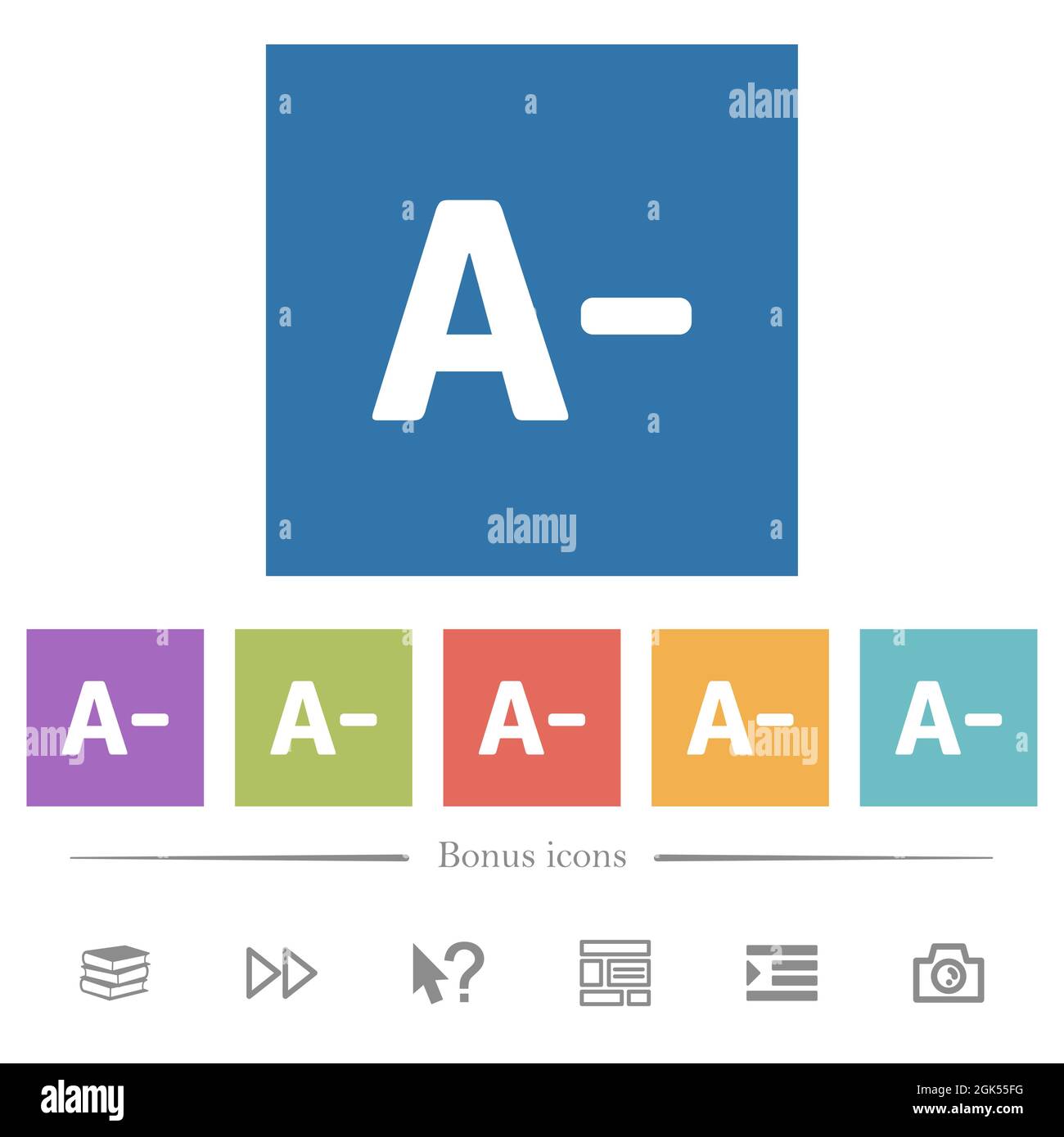 Decrease font size flat white icons in square backgrounds. 6 bonus ...