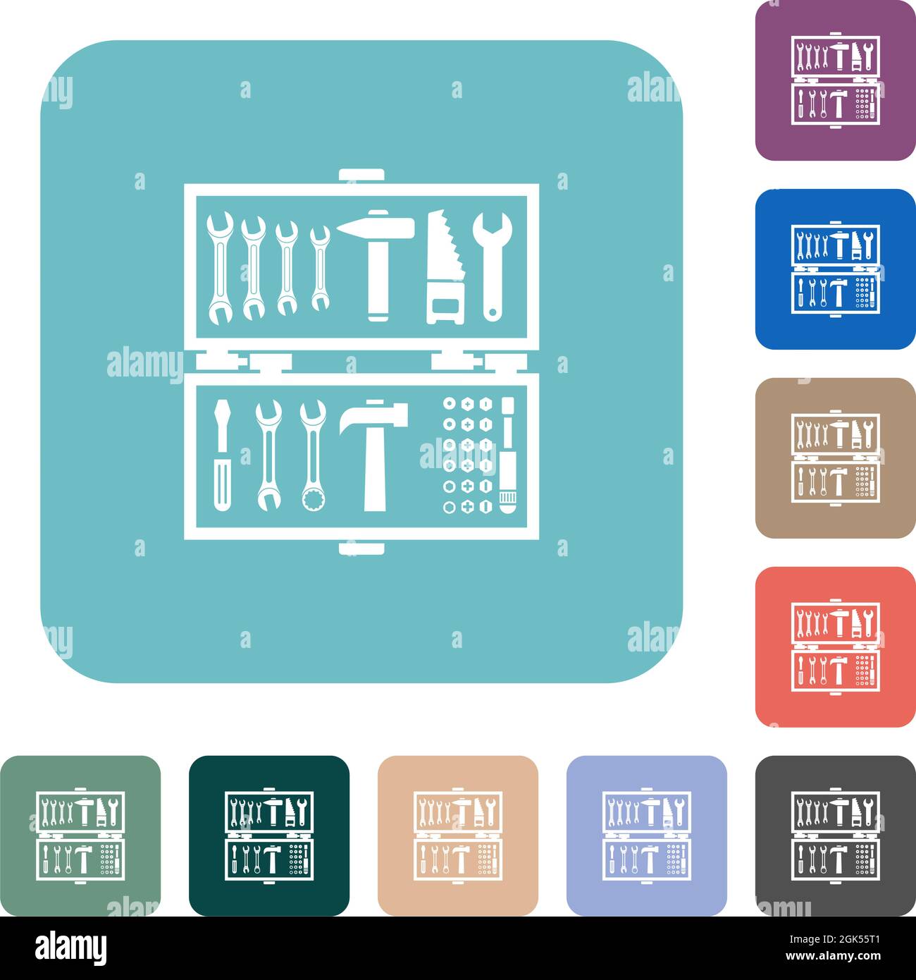 Open toolbox white flat icons on color rounded square backgrounds Stock Vector Image & Art - Alamy