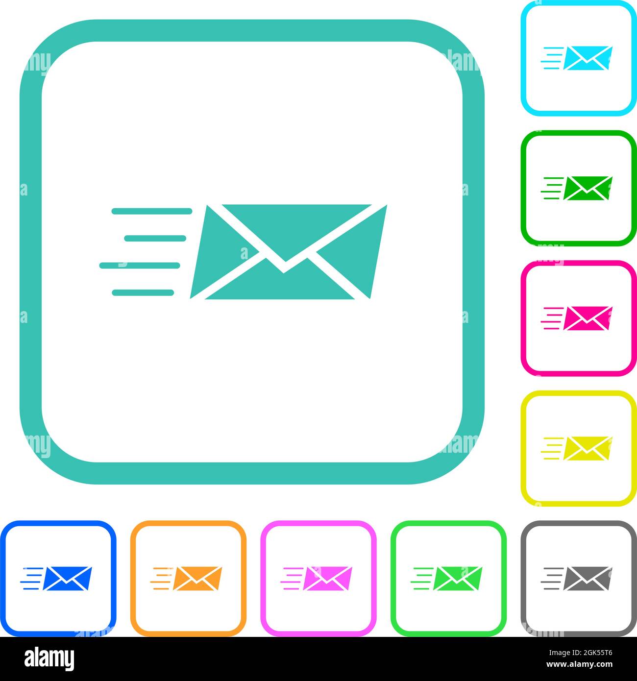 Sending express mail solid vivid colored flat icons in curved borders ...